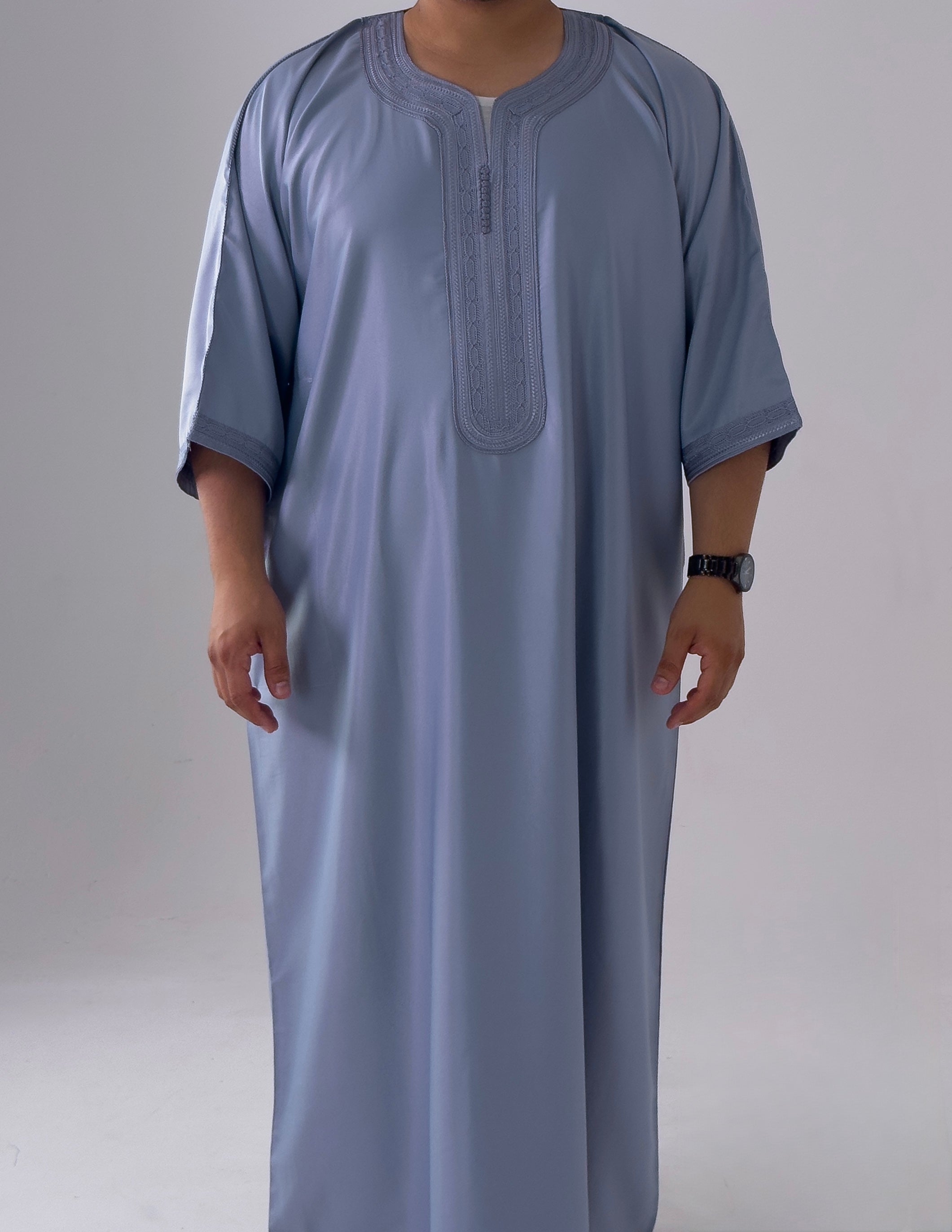Grey Moroccan Thobe Al-Waha collection – ElFeel